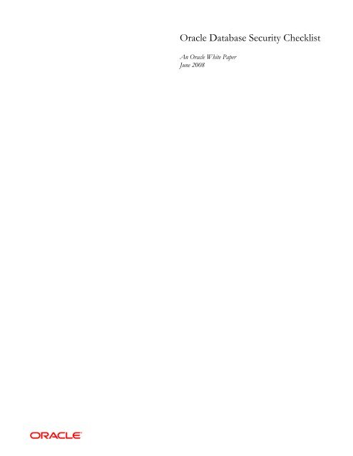 Oracle Database Security Checklist Pdf