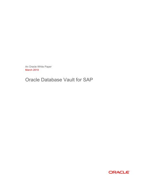 Oracle Database Vault For Sap