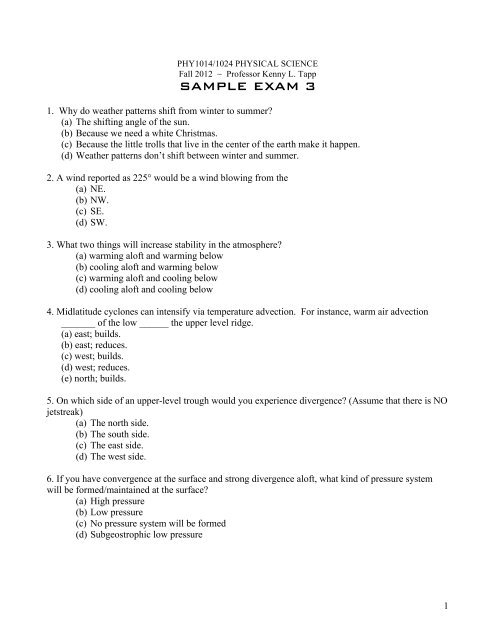 SAMPLE EXAM 3