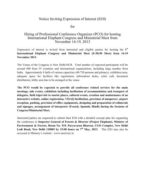 Notice Inviting Expression of Interest (EOI) - Ministry of Environment ...