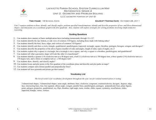 Grade 4 Unit 2 - Lafayette Parish School System