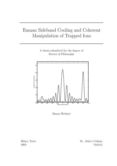 Raman Sideband Cooling and Coherent Manipulation of Trapped Ions