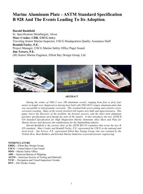 Marine Aluminum Plate - ASTM Standard Specification B 928 And The ...