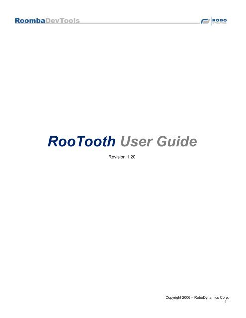RoboDynamic RooTooth User Guide - RobotShop