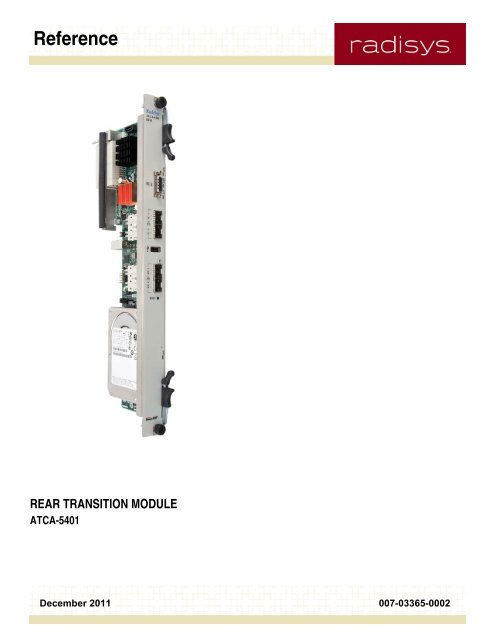 ATCA-5401 RTM Reference - Radisys