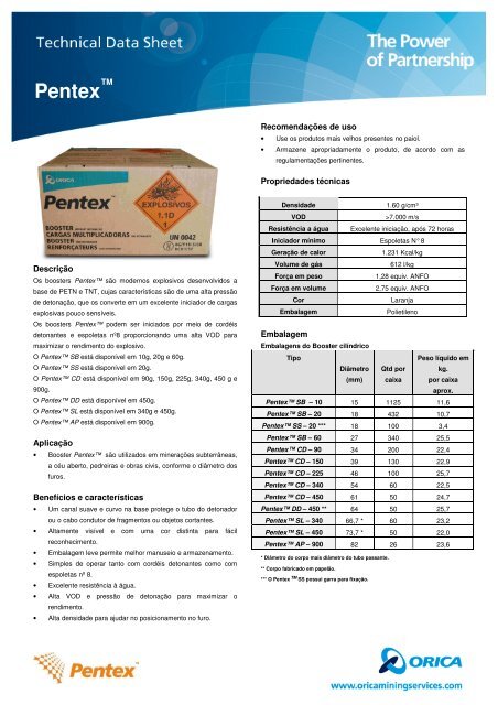 Technical Data Sheet - Orica Mining Services