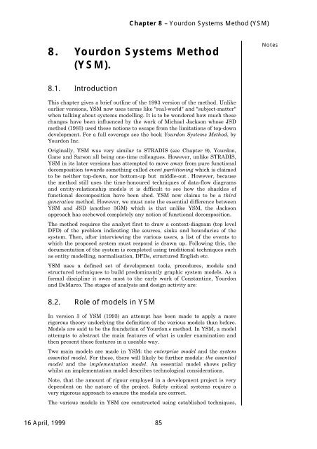 8. Yourdon Systems Method (YSM). - School of Computing ...