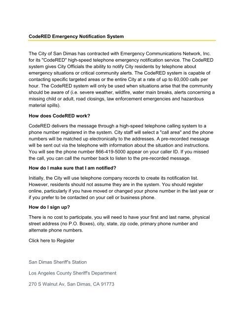 CodeRED Emergency Notification System - Los Angeles County ...