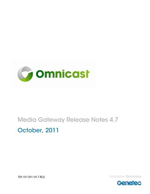 Omnicast Media Gateway Release Notes - Genetec