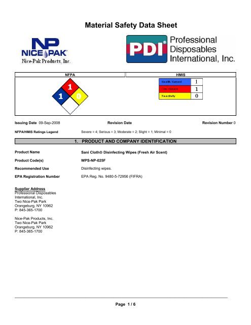 Material Safety Data Sheet - PDI