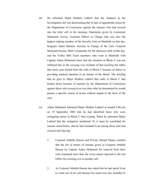 (b)He informed Major Ibra