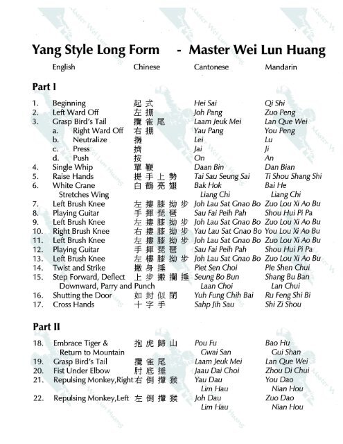 Master Wei-lun Huang's Yang-style long form - Northweb