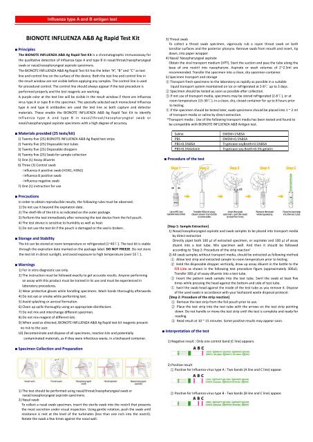 BIONOTE INFLUENZA A&B Ag Rapid Test Kit
