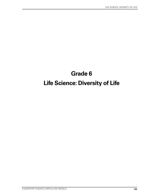 Grade 6 Life Science: Diversity of Life - wnlsd