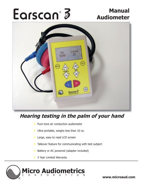 Micro Audiometrics - Earscan 3 Manual Audiometer