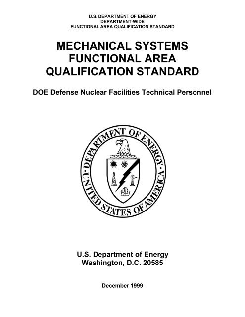 mechanical systems functional area qualification standard