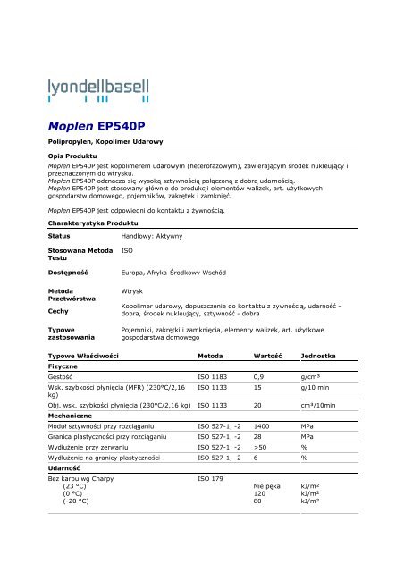 Moplen EP540P.pdf - Motor Polimer