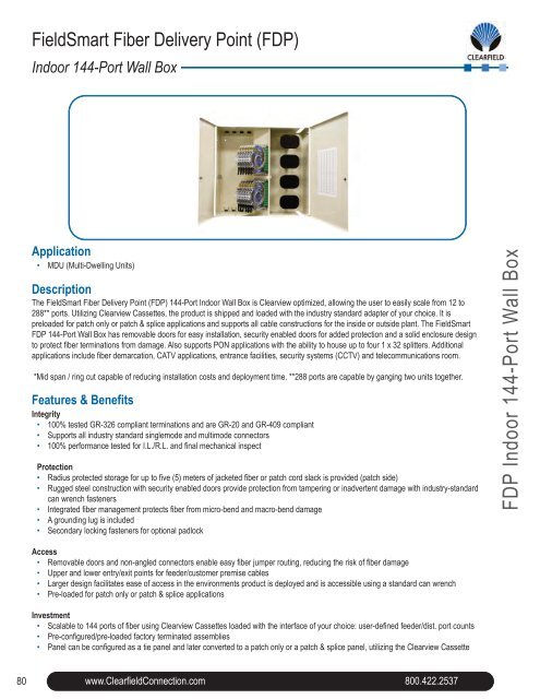 (FDP) Indoor Wall Mount Panel – 144 Port - Clearfield