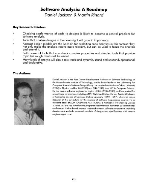 Software Analysis: A Roadmap Daniel Jackson & Martin Rinard