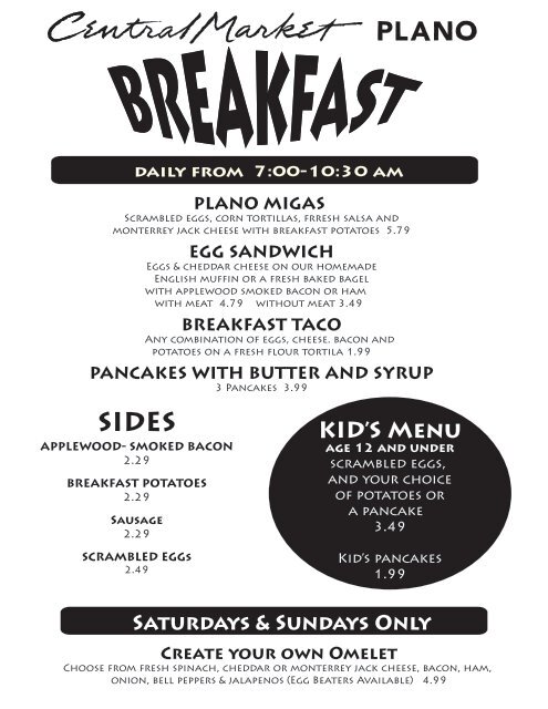 Cafe Menu - Central Market