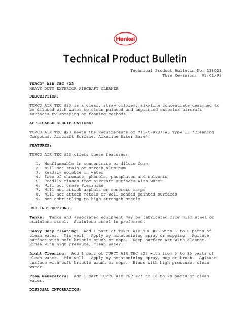 Technical Product Bulletin