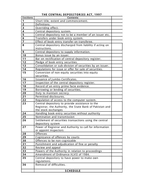 Central Depositories Act 1997 Consultancy Services In Pakistan