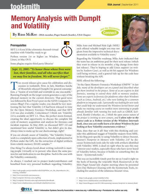 toolsmith Memory Analysis with DumpIt and Volatility - Russ McRee