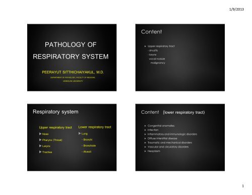 Pulmonary tuberculosis - Faculty of Medicine