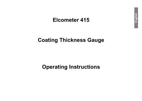 Elcometer 415 Coating Thickness Gauge Operating Instructions