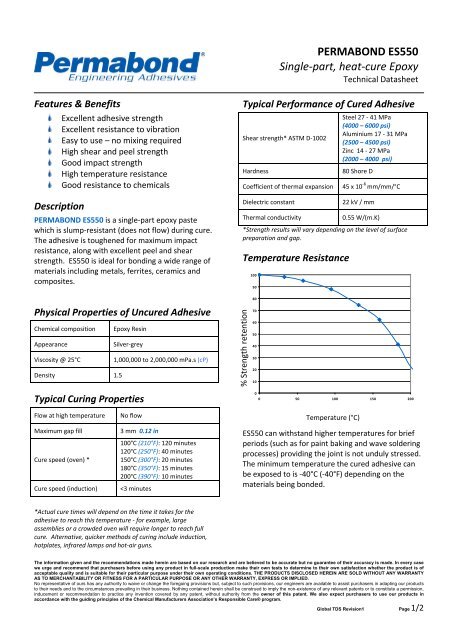 PERMABOND ES550 Single-part, heat-cure Epoxy
