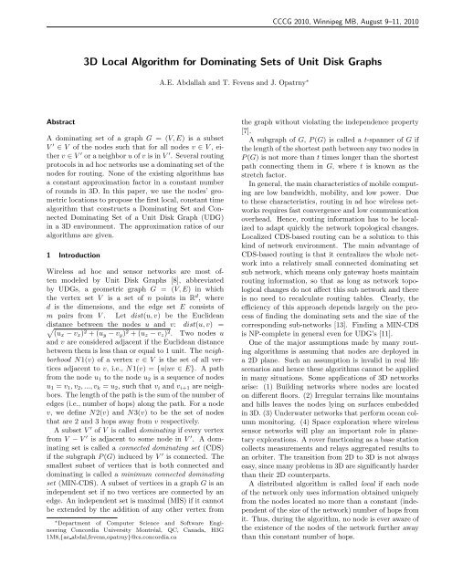 3d Local Algorithm For Dominating Sets Of Unit Disk Graphs