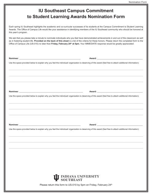 Campus Commitment to Student Learning Awards Nomination