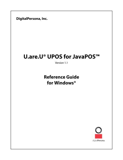 JavaPOS Reference Guide for Windows - DigitalPersona