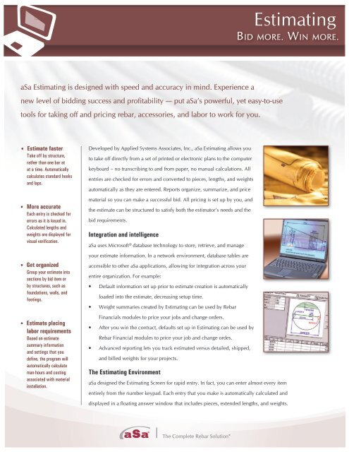 Estimating - aSa Rebar Software