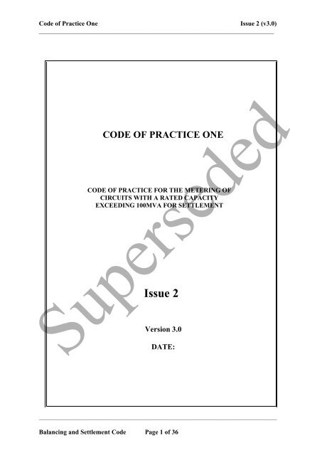 Code of Practice 1 Issue 2 Version 3.0 Superseded (CoP1 ... - Elexon