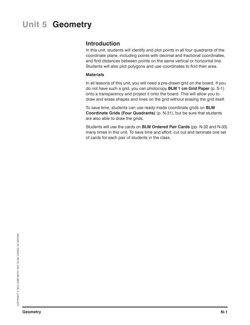 Unit 5: Geometry - Lesson Plans - JUMP Math