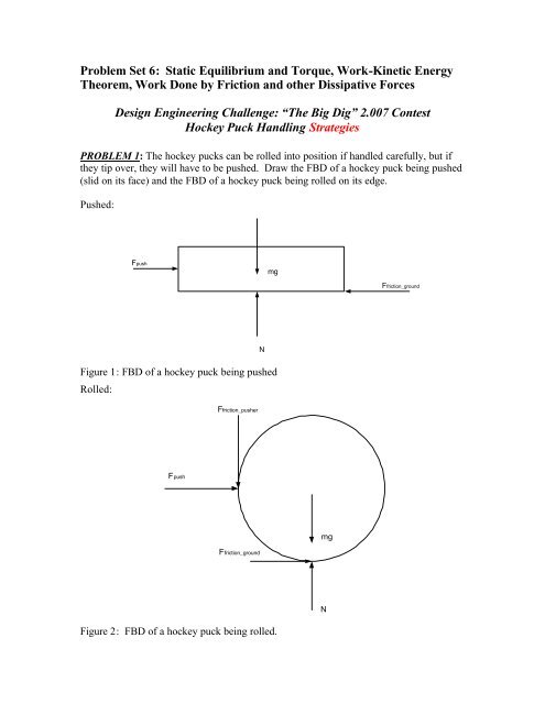 Problem Set 6: Static Equilibrium and Torque, Work-Kinetic Energy ...