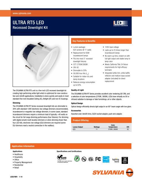 ULTRA RT5 LED Recessed Downlight Kit - Osram Sylvania