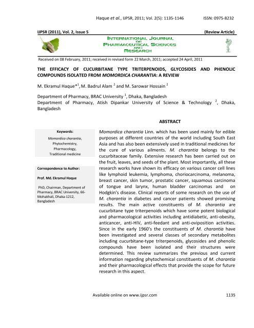 the efficacy of cucurbitane type triterpenoids, glycosides