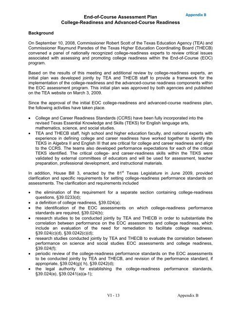 End-of-Course Assessment Plan College-Readiness and Advanced ...