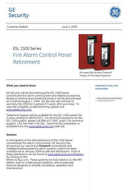 ESL 1500 fire panel discontinuance notice dist. to dealer (1).