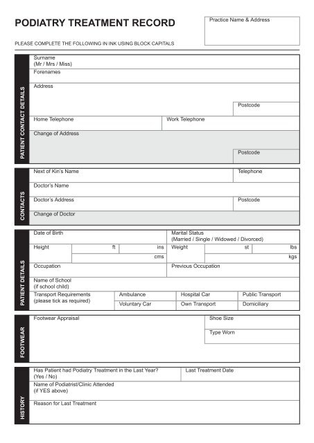 Treatment Record Card Part 1