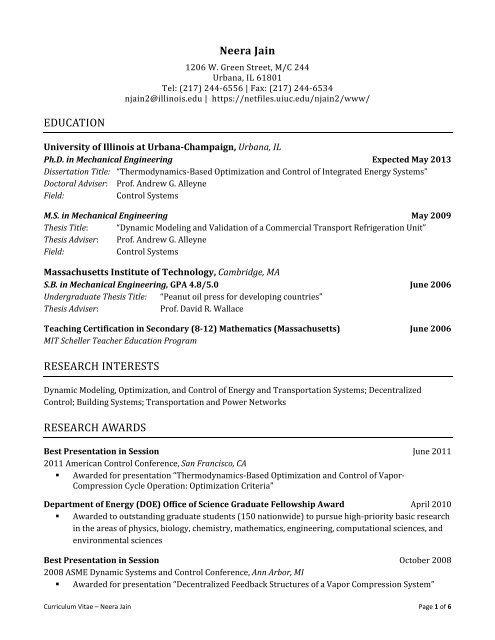 Neera Jain - The Air Conditioning and Refrigeration Center ...