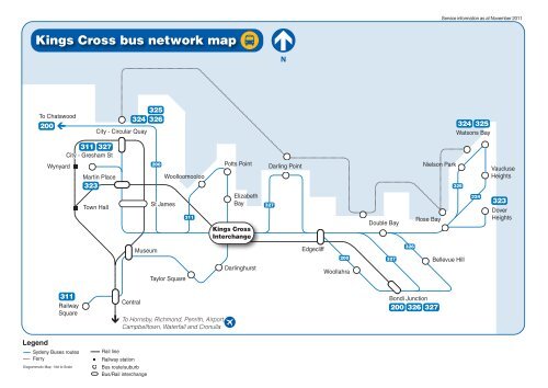 Kings Cross bus network map - 131500 Transport Infoline