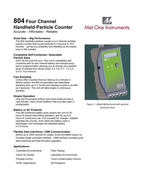 804 Four Channel Handheld Particle Counter - Met One Instruments
