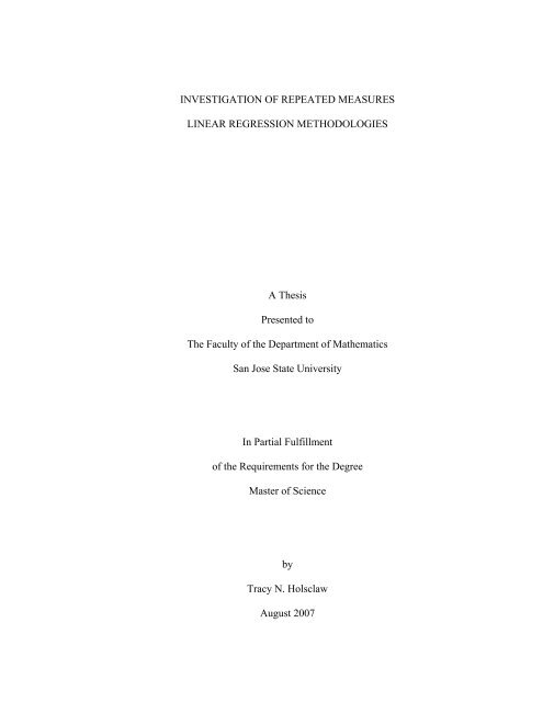 Investigation Of Repeated Measures Linear Regression