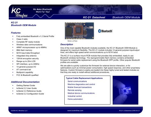KC-21 Datasheet Bluetooth OEM Module - Adaptive Modules Ltd