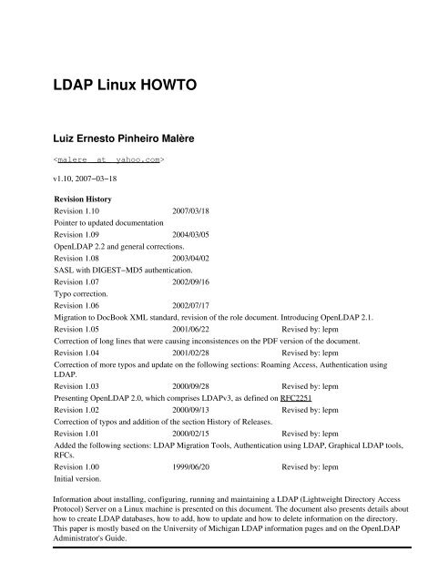 LDAP Linux HOWTO