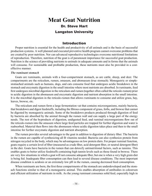 Meat Goat Nutrition - Langston University Research and Extension