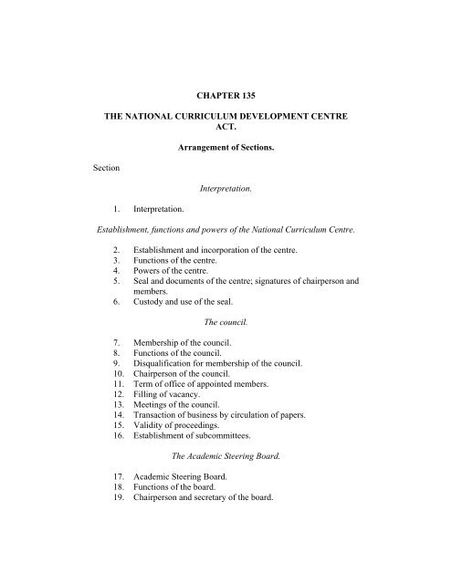 national curriculum development centre act - Office of the Prime ...